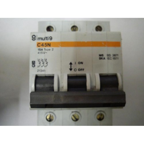 Merlin Gerin C45N 15a Triple Pole Mcb